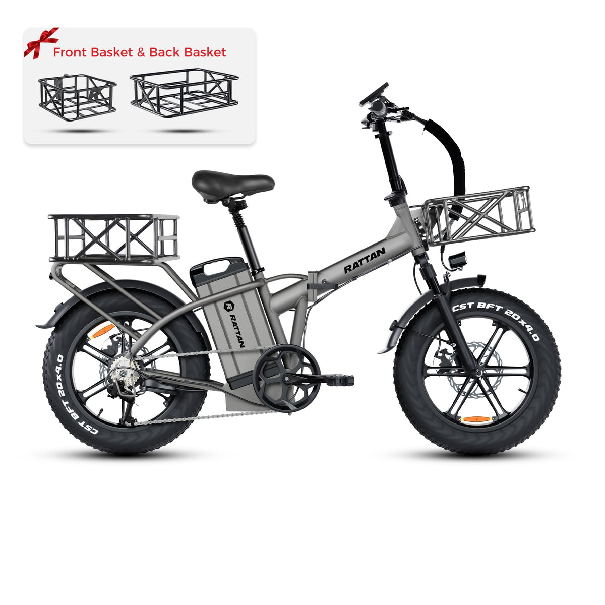 Rattan Foldable Ebikes 40.5AH Removable Battery 20" x 4.0 Fat Tire – E ...
